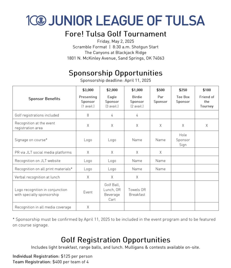 Sponsorship Opportunities – Junior League of Tulsa